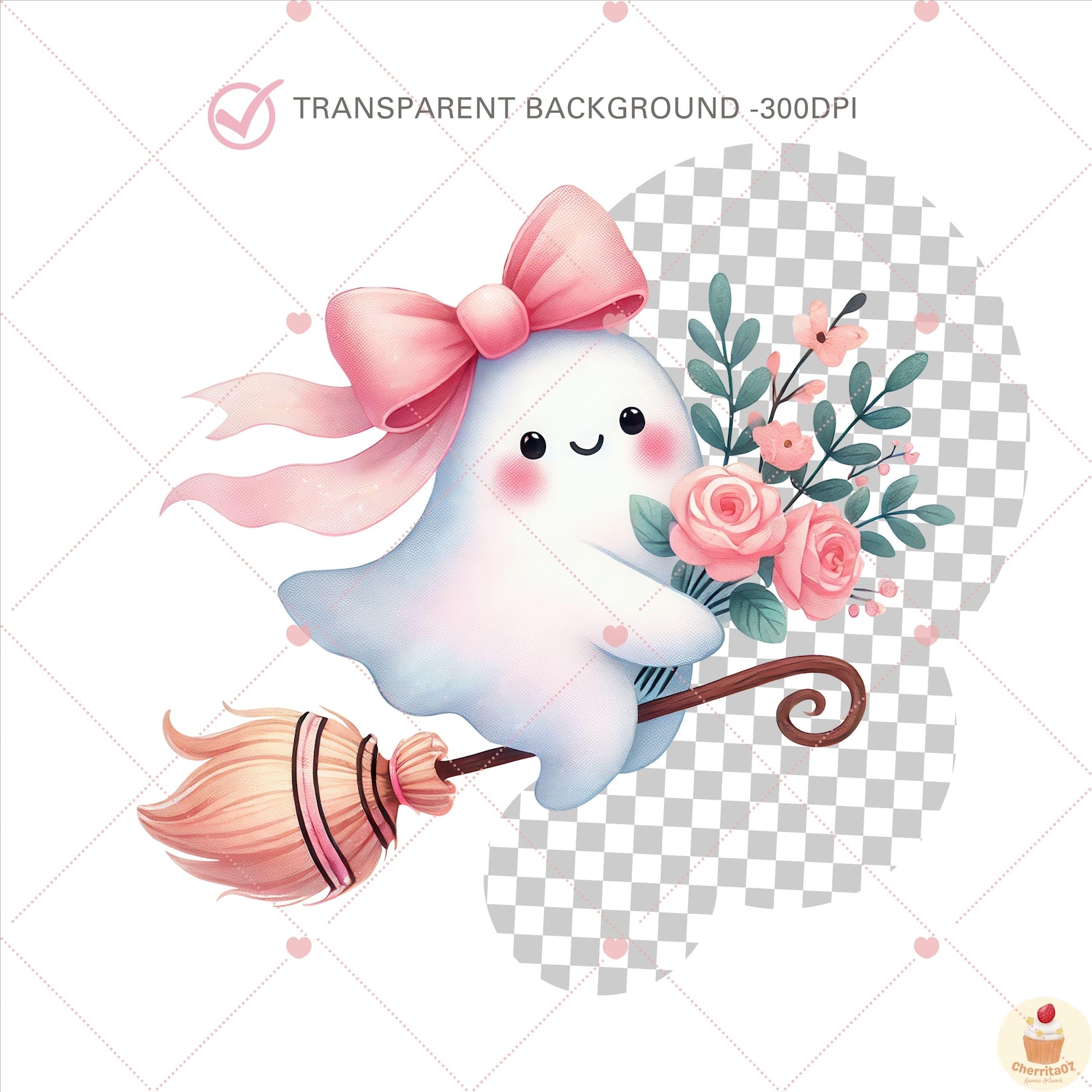 Cute Ghost Girl Clipart, Girly Halloween Clipart, Pink Ghost Png ...