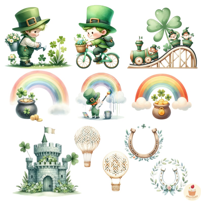 St Patrick's Day Clipart, Lucky Leprechaun Clipart, Irish Green PNG, St ...