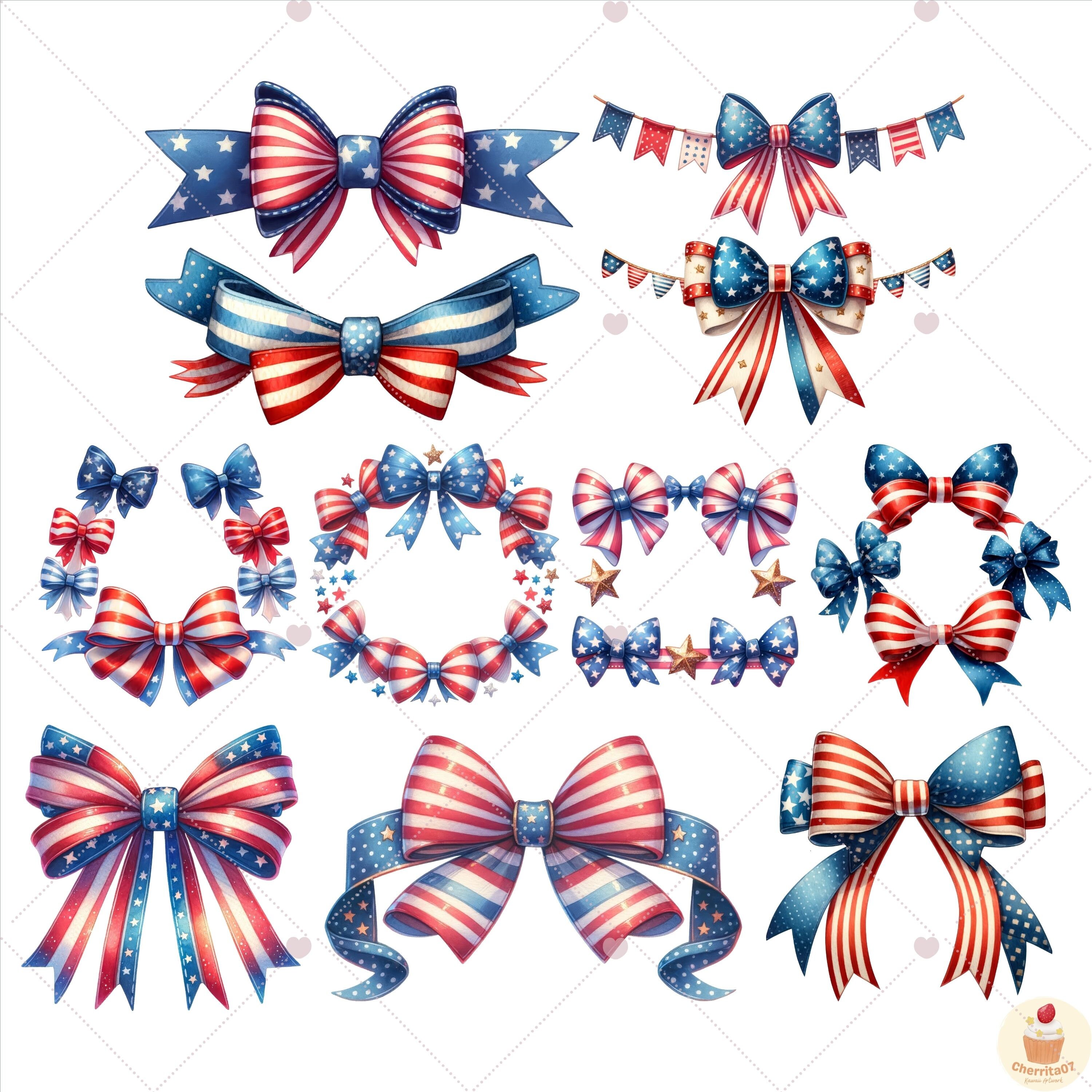 Patriotic Bow Clipart, 4th of July Png, Coquette Bow Png, America Png ...