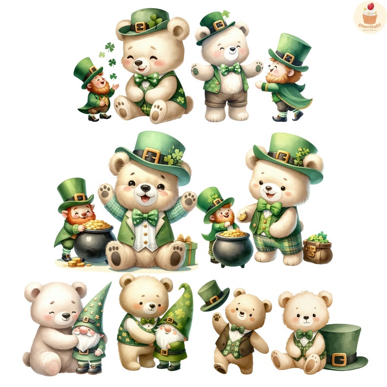 St Patrick's Day Lucky Bear Clipart, St Patrick PNG, Irish Teddy Bear ...