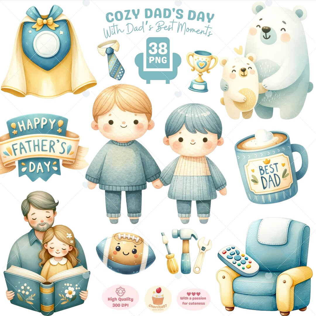 Dad's Best Moments Clipart, Father's Day Clipart, Cute Dad Png ...