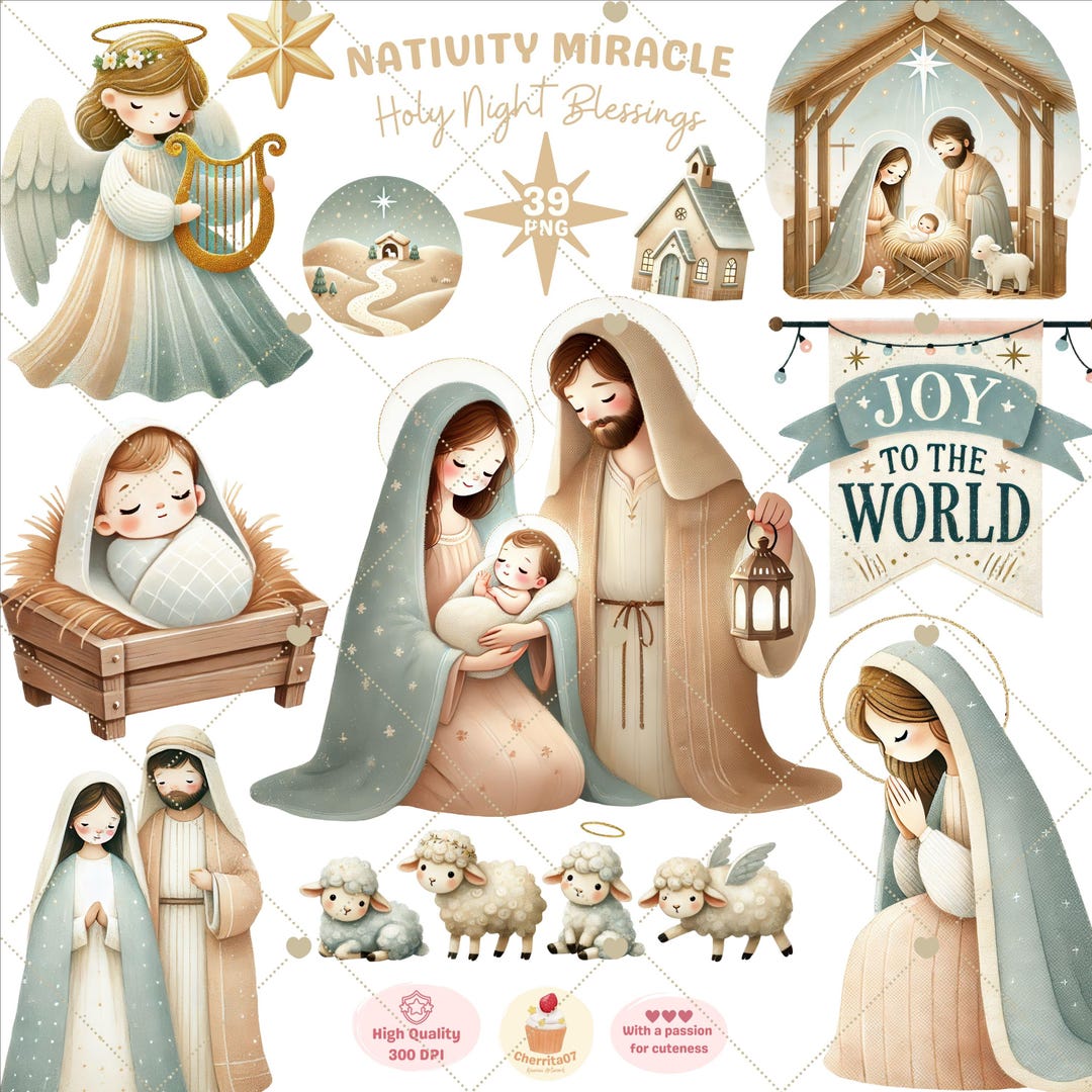 Nativity Clipart, Christmas Clipart, Manger Scene Clipart, Baby Jesus ...