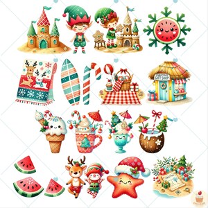 Christmas Seaside Clipart, Christmas in July Png, Summer Holiday ...