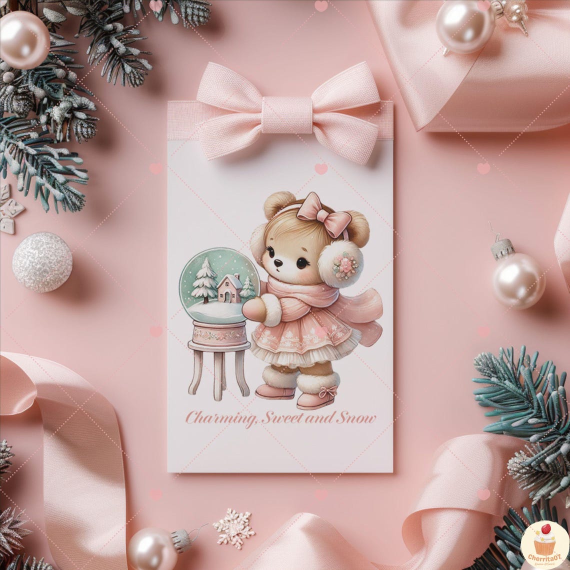 Winter Baby Bear Girl Clipart, Teddy Bear Png, Pink Baby Bear Png ...