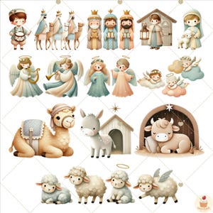 Nativity Clipart, Christmas Clipart, Manger Scene Clipart, Baby Jesus ...