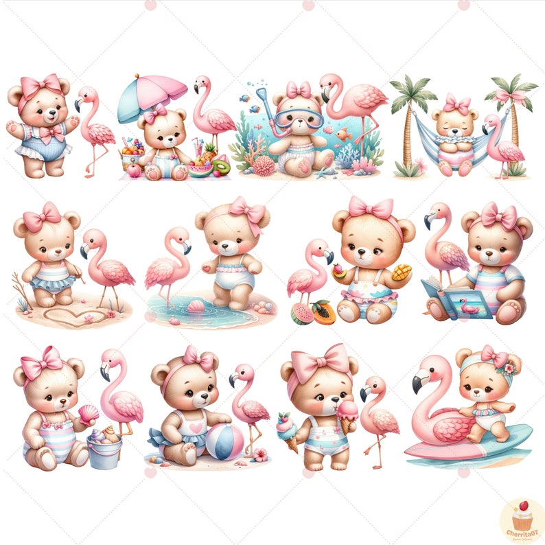 Summer Bear Clipart, Baby Bear Clipart, Beach Bear Png, Cute Animal ...