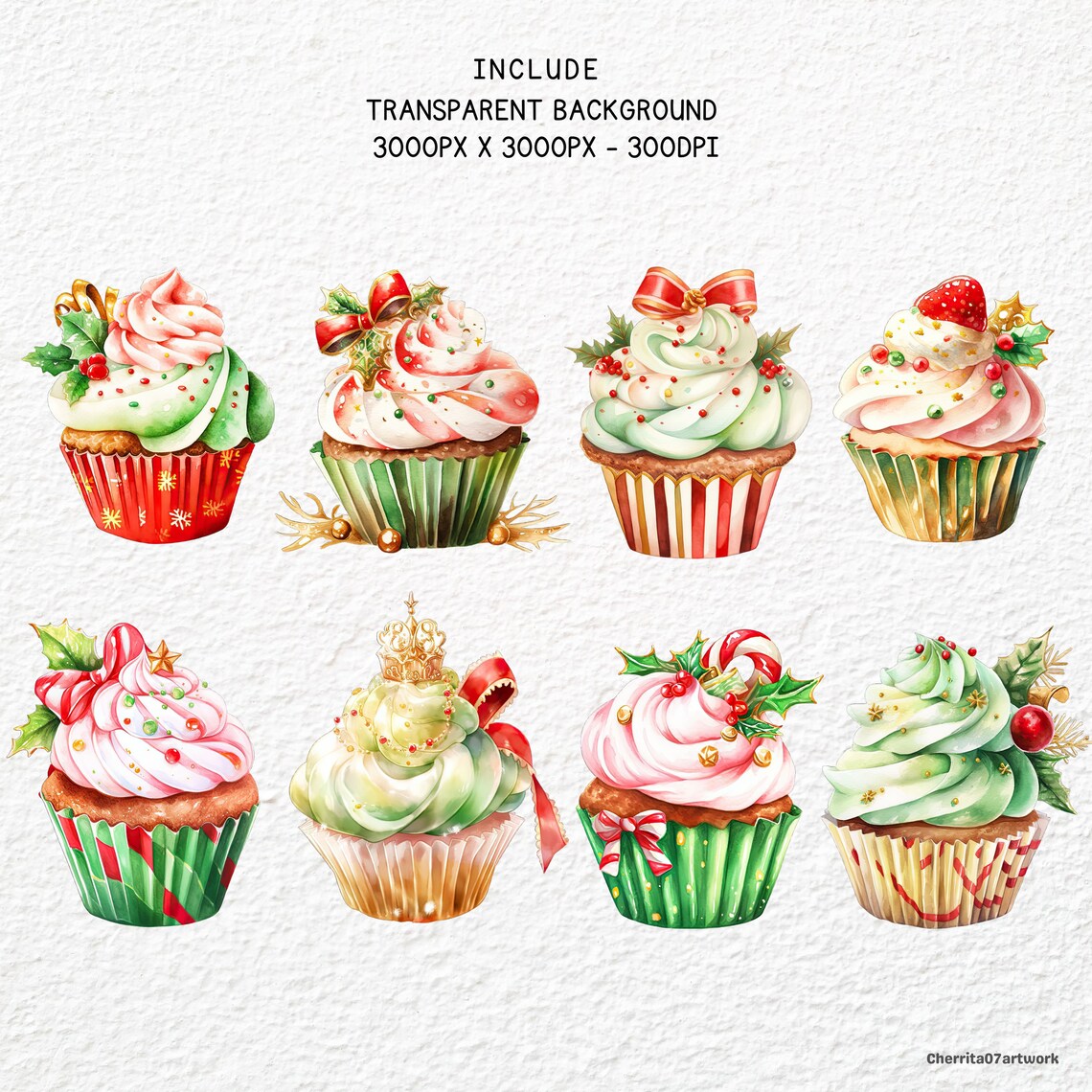 Christmas Cupcake Clipart PNG Festive Cupcake Clipart Food - Etsy