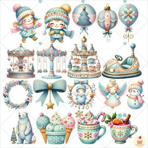 Dreamy Winter Wonder Clipart, Pastel Winter Clipart, Christmas Clipart ...