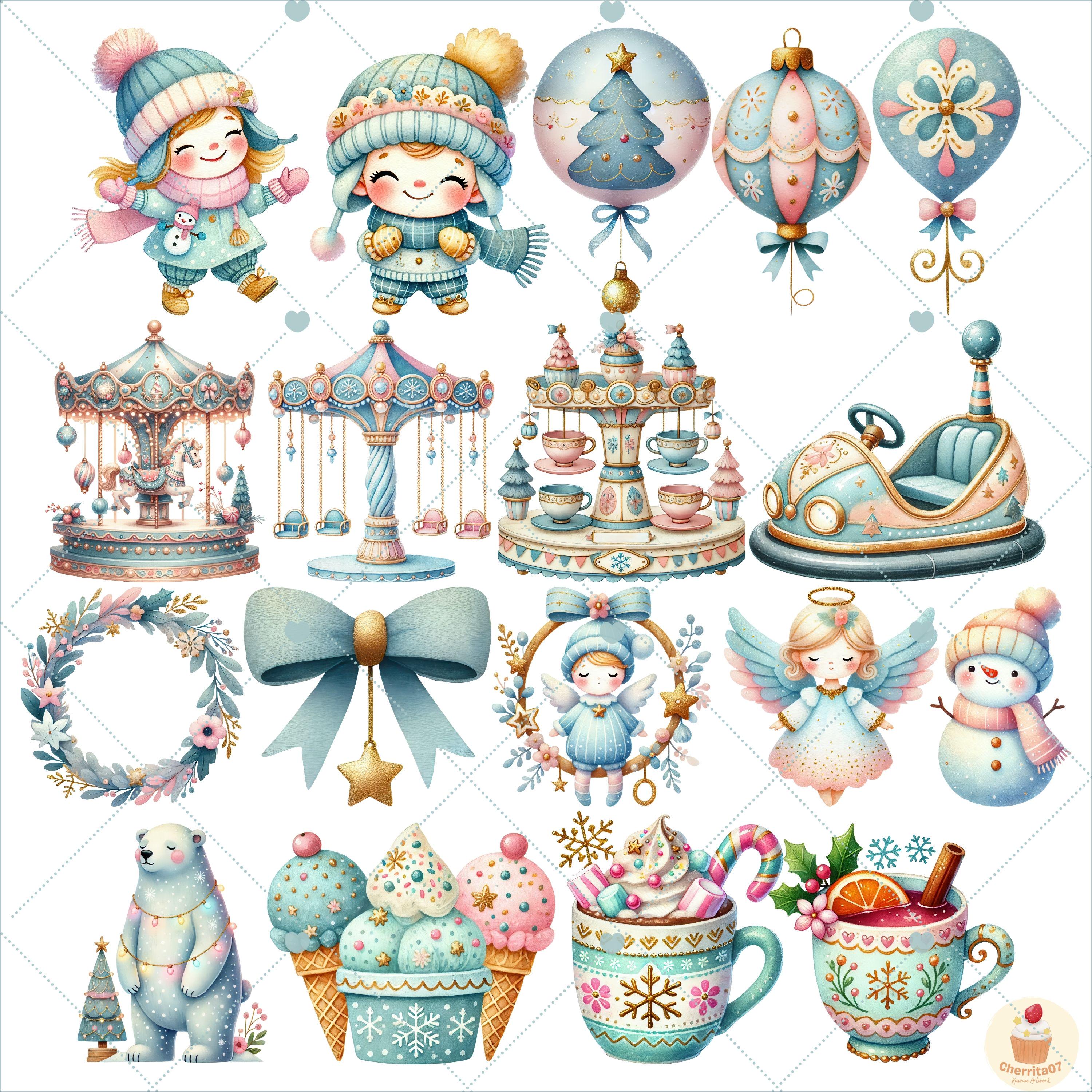 Dreamy Winter Wonder Clipart, Pastel Winter Clipart, Christmas Clipart ...