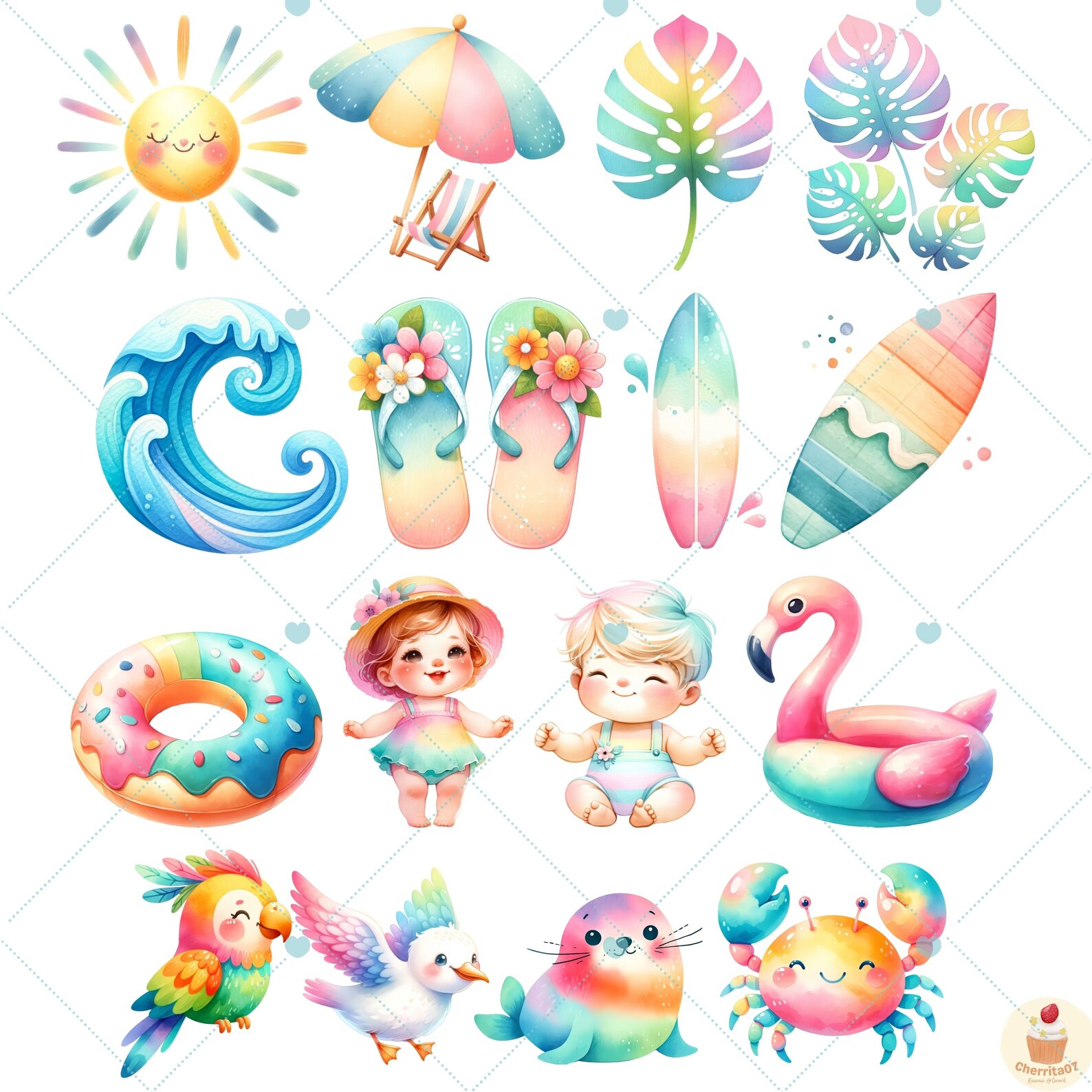 Summer Dreaming Clipart, Summer Png, Holiday Clipart, Watercolor Summer ...