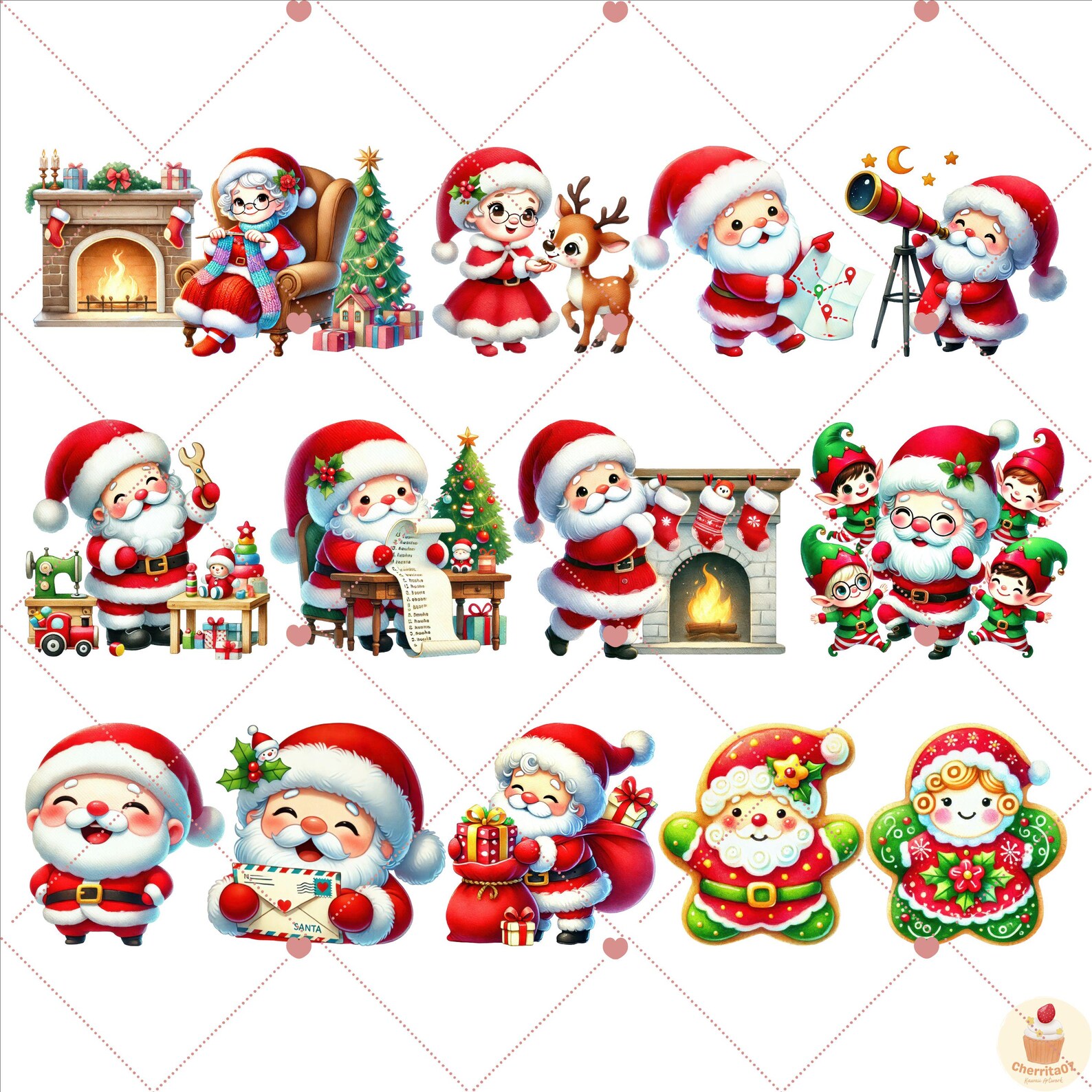 Santa and Mama Claus Clipart, Christmas Couple Png, Cozy Christmas ...
