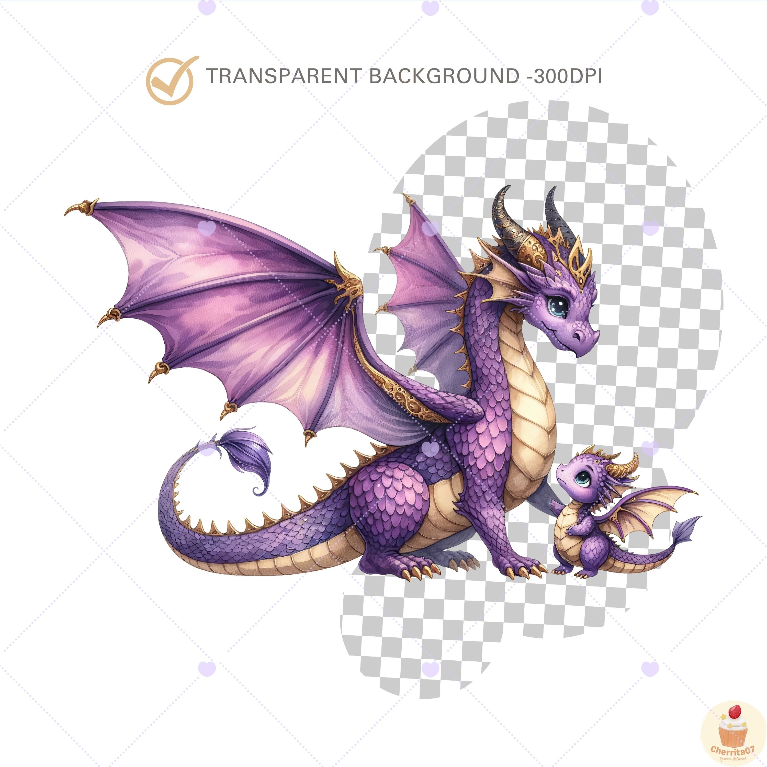 Dragon Daddy and Baby Clipart, Fathers Day Clipart, Dragon Png, Fantasy ...