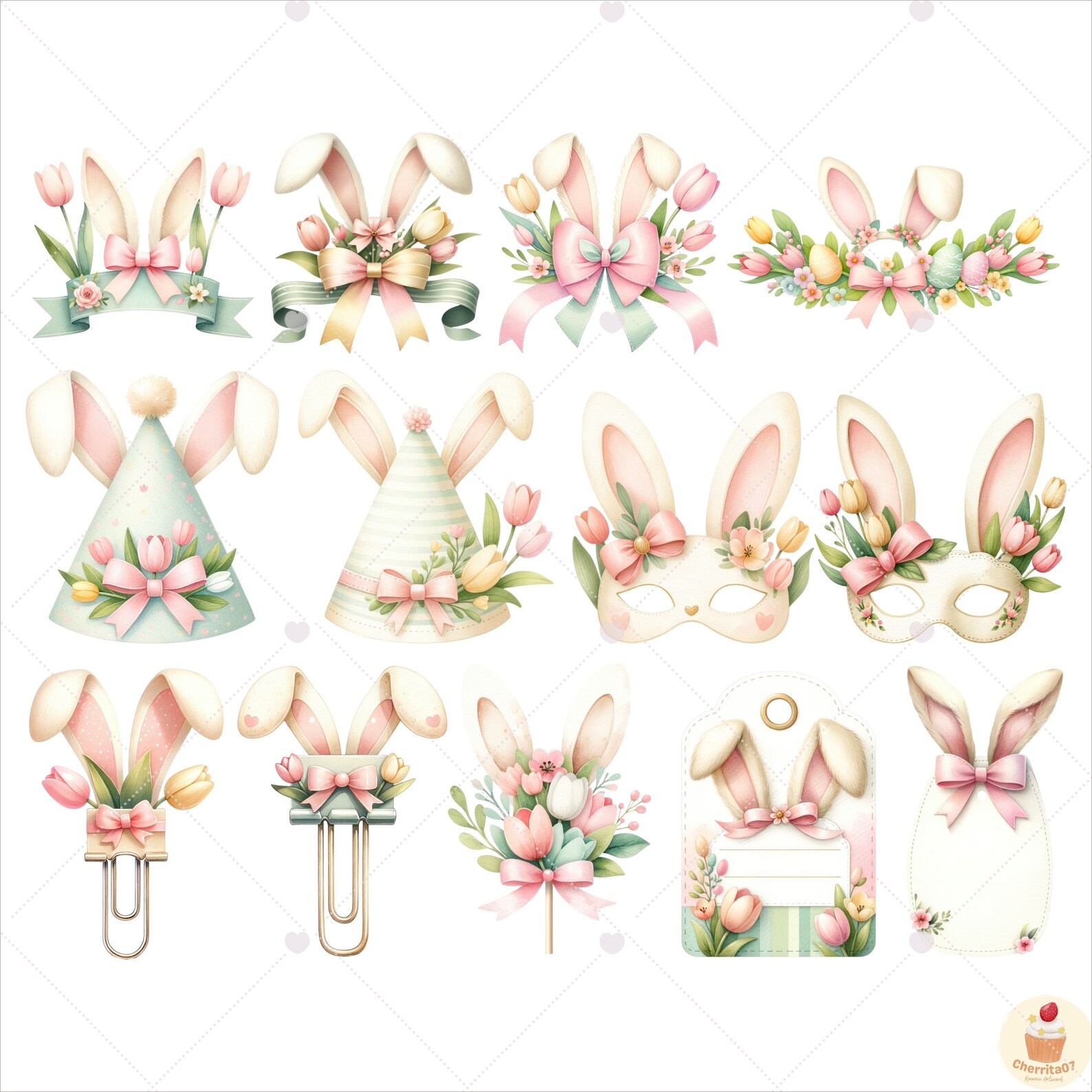 Bunny Ears Clipart, Easter Bunny PNG, Easter Frame PNG, Spring Clipart ...