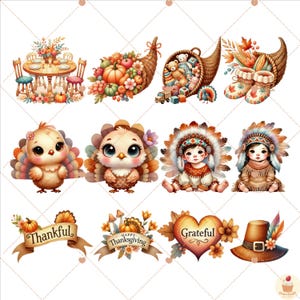 Thanksgiving Clipart, Autumn Clipart, Turkey Png, Harvest Clipart, Cute ...