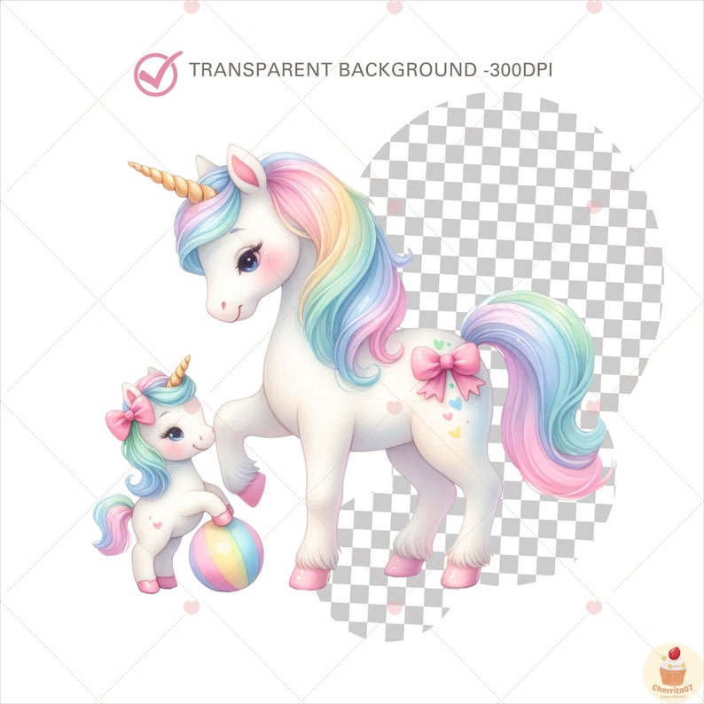 Mama and Baby Unicorn Clipart, Mothers Day PNG, Unicorn PNG, Watercolor ...