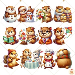Groundhog Day Clipart, Cute Animal Png, Marmot Clipart, Spring ...