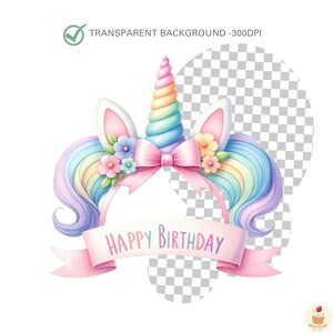 Unicorn Birthday Clipart, Rainbow Party Clipart, Magic Unicorn PNG ...