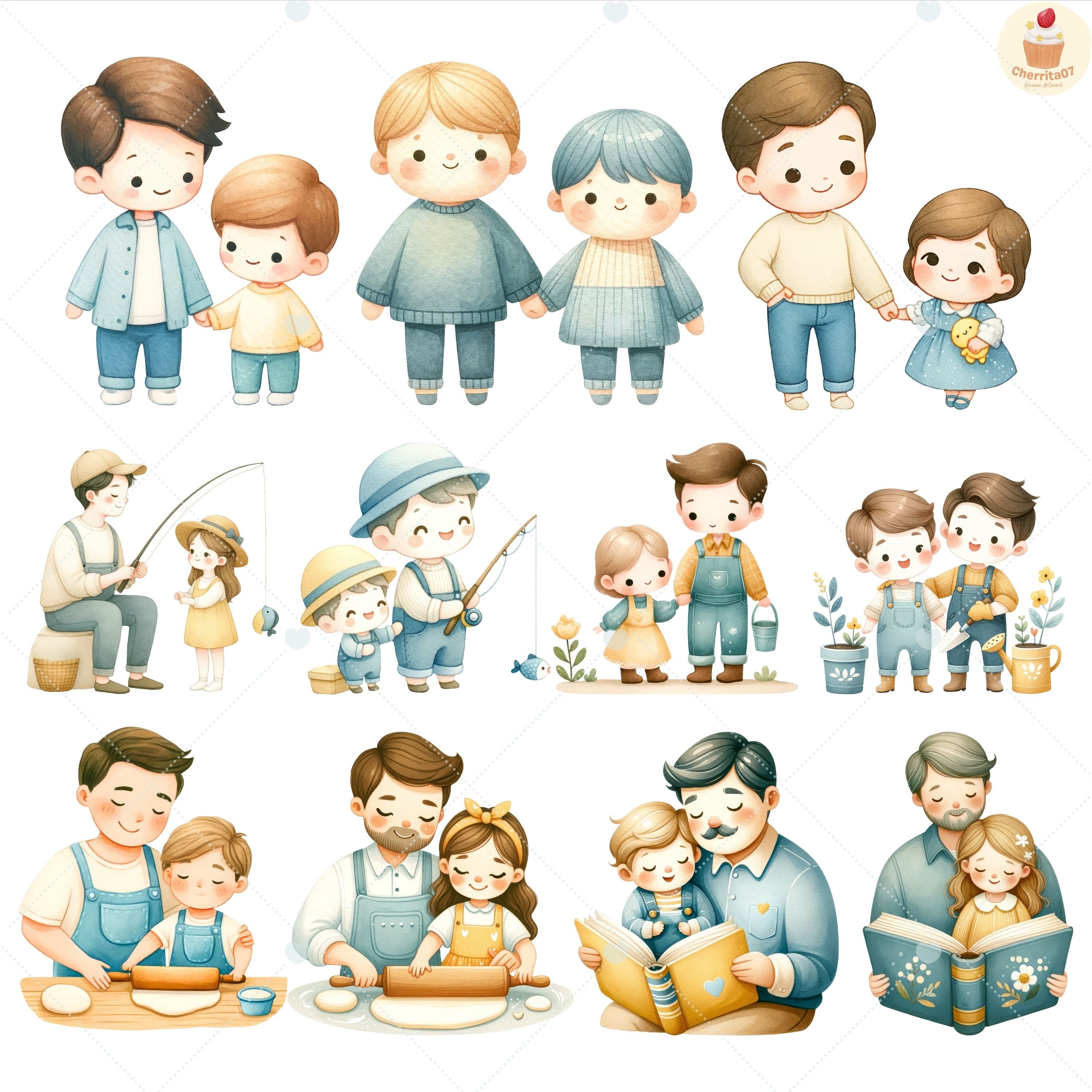 Dad's Best Moments Clipart, Father's Day Clipart, Cute Dad Png ...