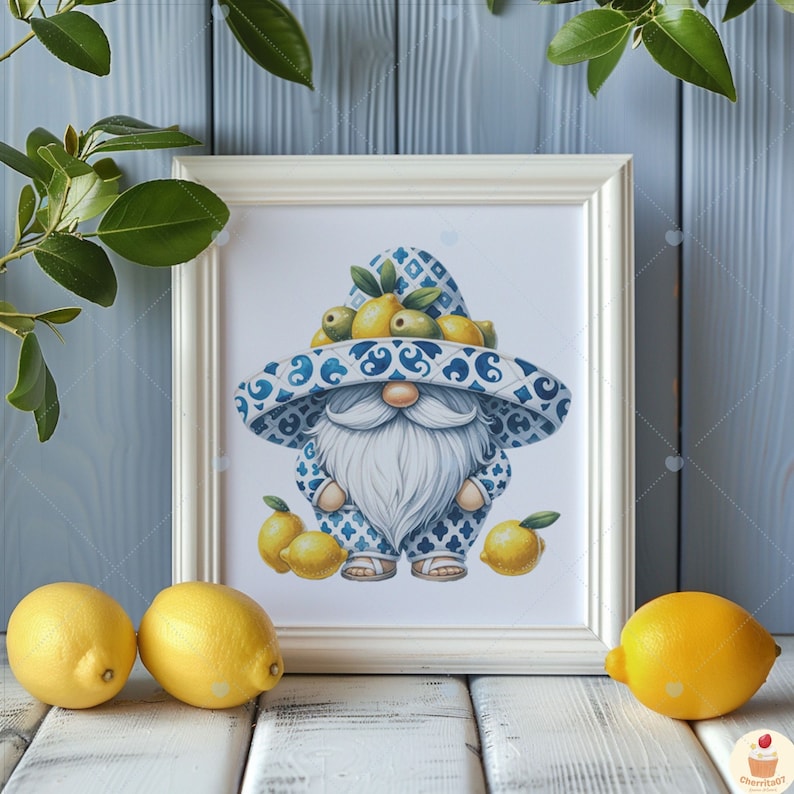 Lemon Gnome Clipart, Mediterranean Bazaar Clipart, Summer Gnome, Lemon ...