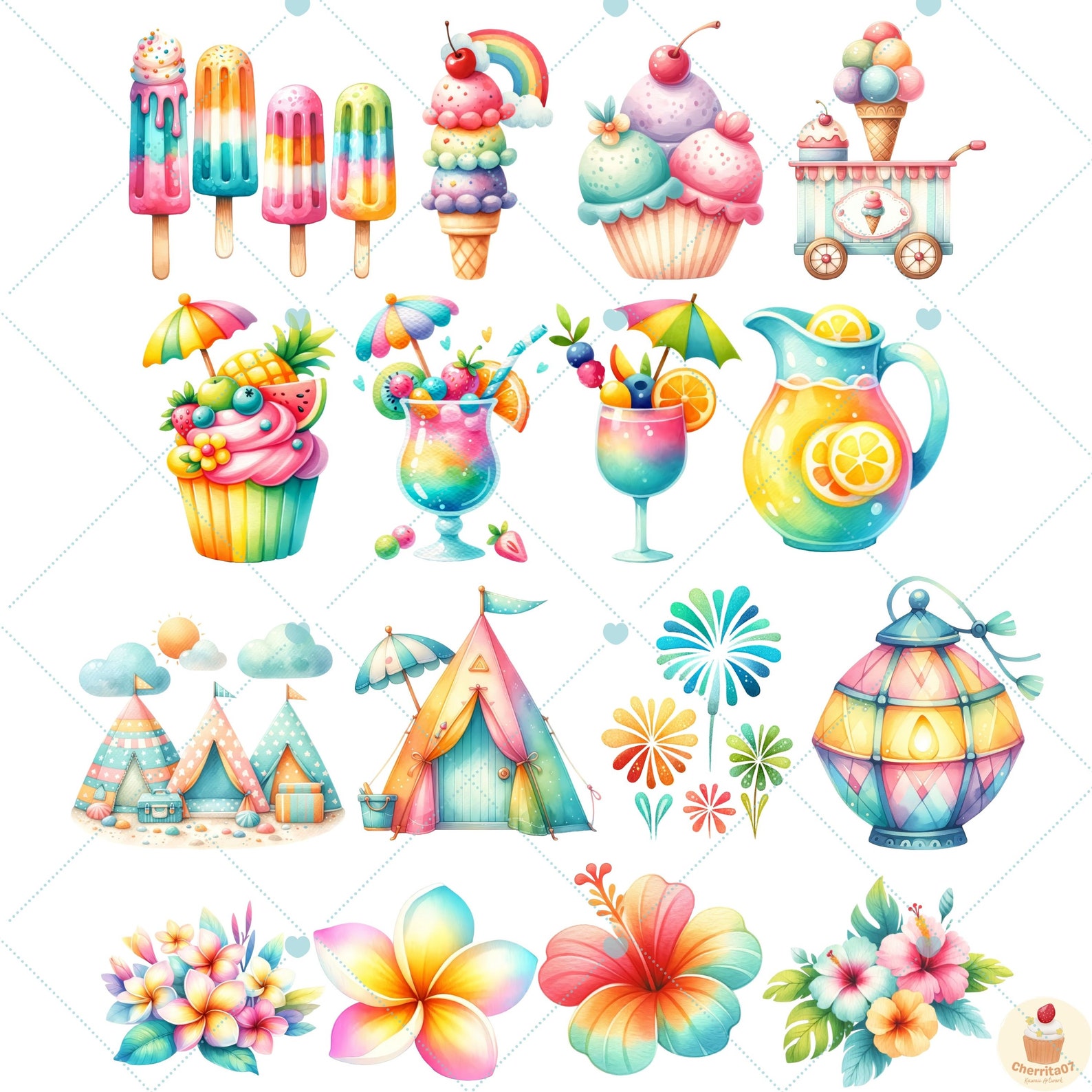 Summer Dreaming Clipart, Summer Png, Holiday Clipart, Watercolor Summer ...