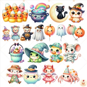 Halloween Clipart, Cute Ghost Png, Cute Halloween Animals Clipart ...