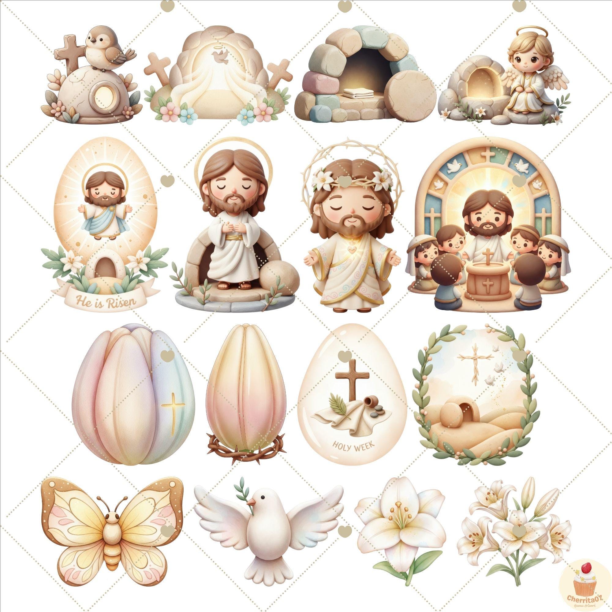 Holy Week Clipart, Christian Easter PNG, Jesus Bible Story, Cross Tomb ...