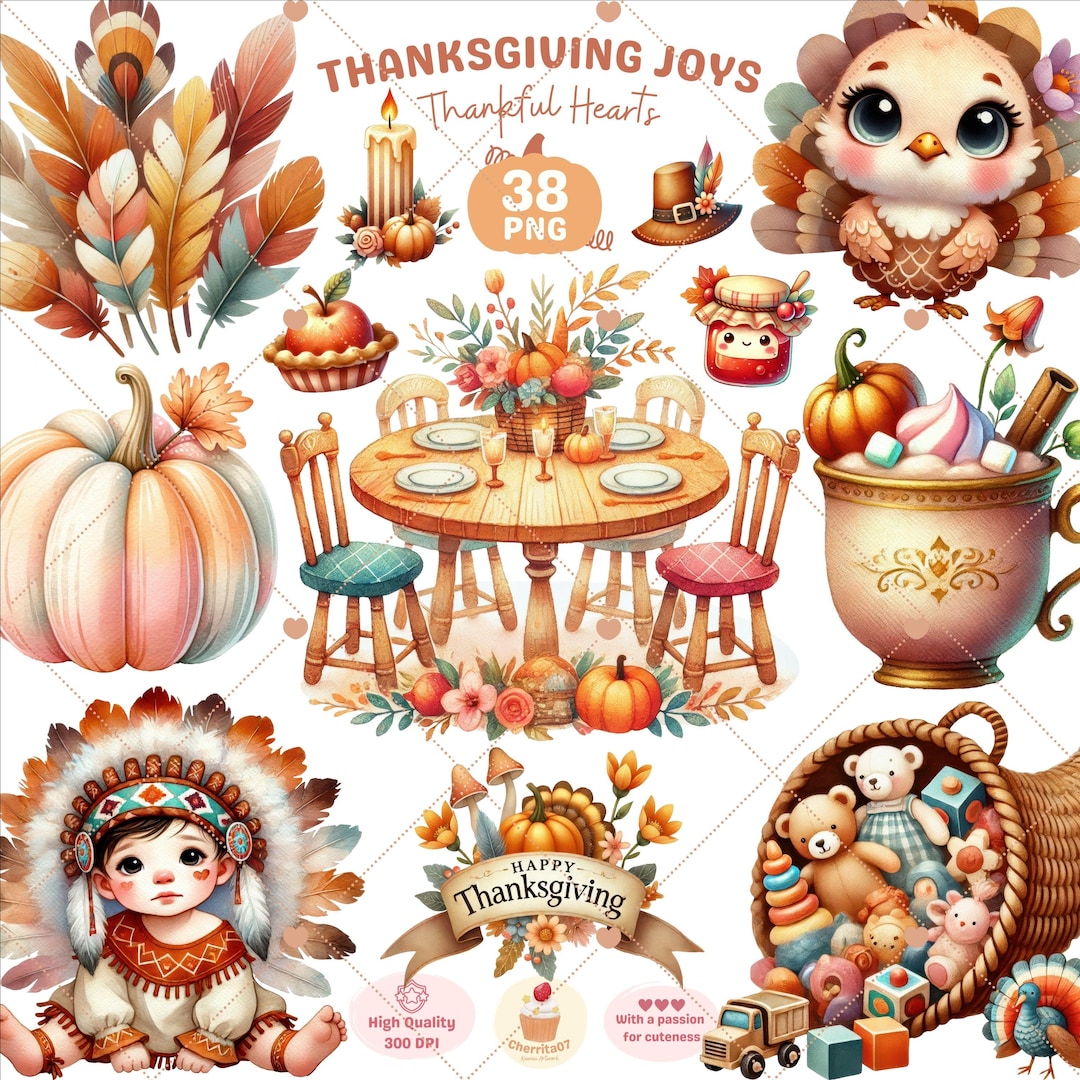 Thanksgiving Clipart, Autumn Clipart, Turkey Png, Harvest Clipart, Cute ...