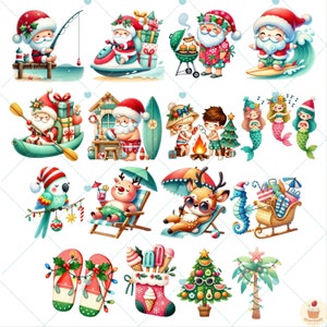 Christmas Seaside Clipart, Christmas in July Png, Summer Holiday ...