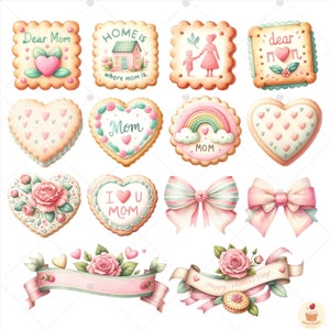 Mother's Day Biscuit Clipart, Happy Mothers Day, Pink Png, Coquette ...