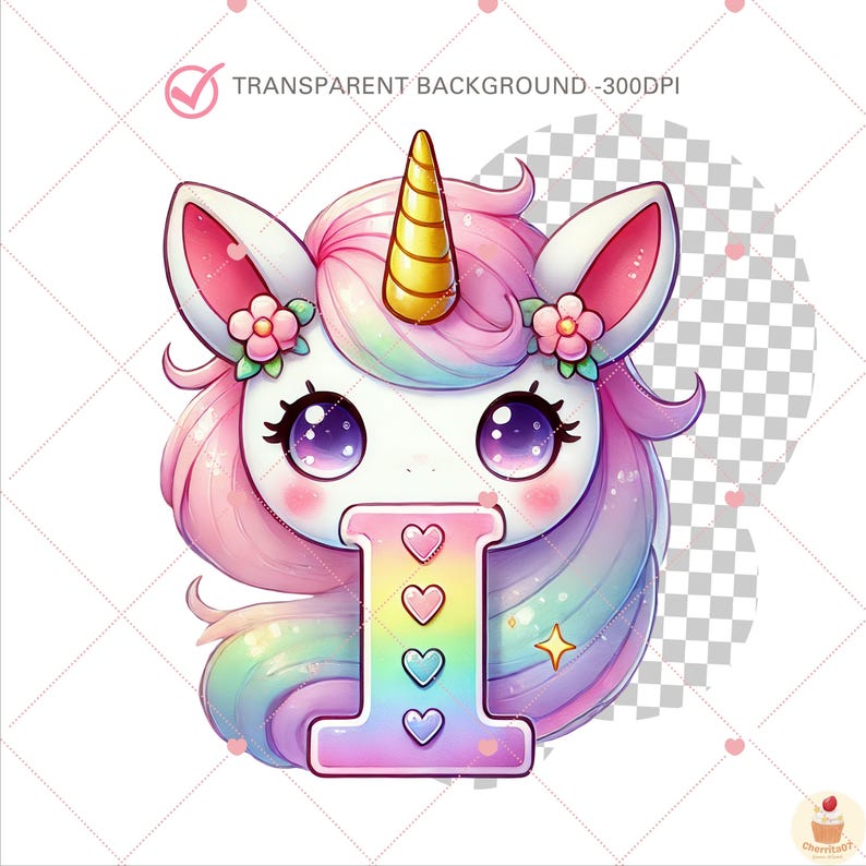 Rainbow Unicorn Alphabet Clipart, Unicorn Png, Unicorn Birthday Clipart ...