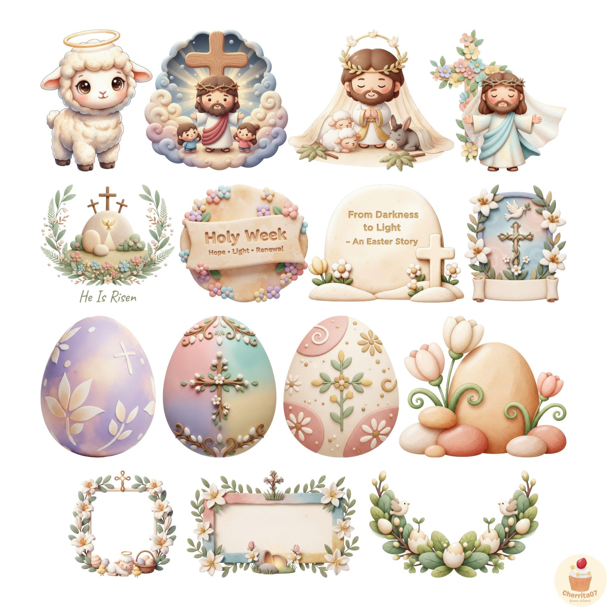 Holy Week Clipart, Christian Easter PNG, Jesus Bible Story, Cross Tomb ...