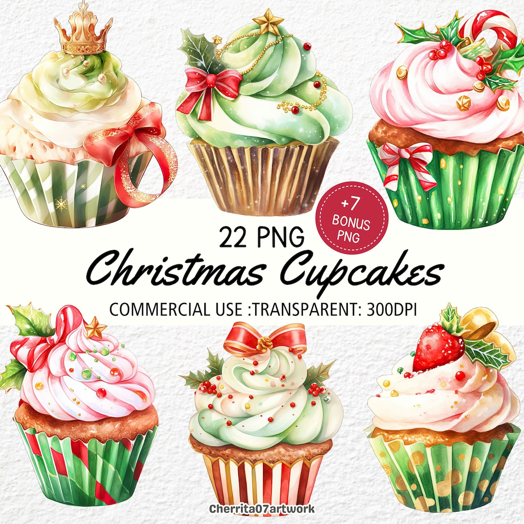 Christmas Cupcake Clipart PNG Festive Cupcake Clipart, Food Clip Art ...