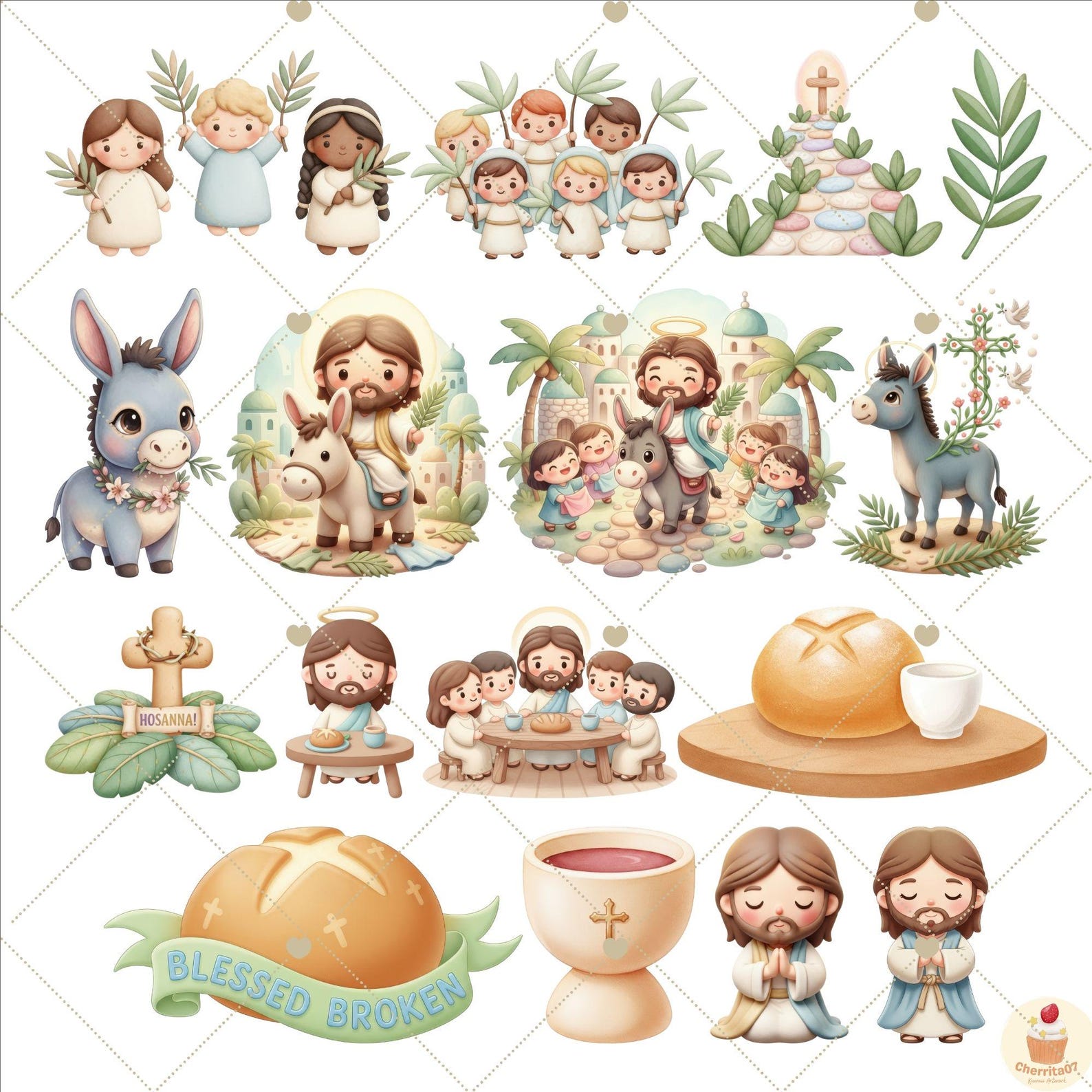 Holy Week Clipart, Christian Easter PNG, Jesus Bible Story, Cross Tomb ...
