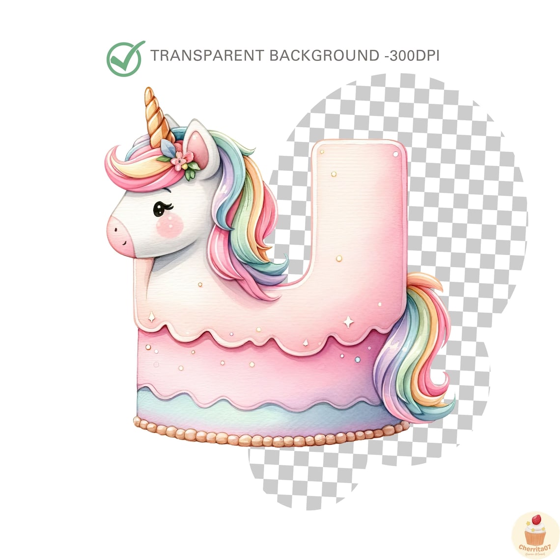 Unicorn Alphabet Clipart, Cake Letter PNG, Unicorn Clipart, Alphabet ...
