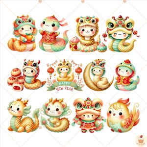 Happy Lunar New Year Clipart, Chinese New Year Clipart, Snake Png, Cute ...