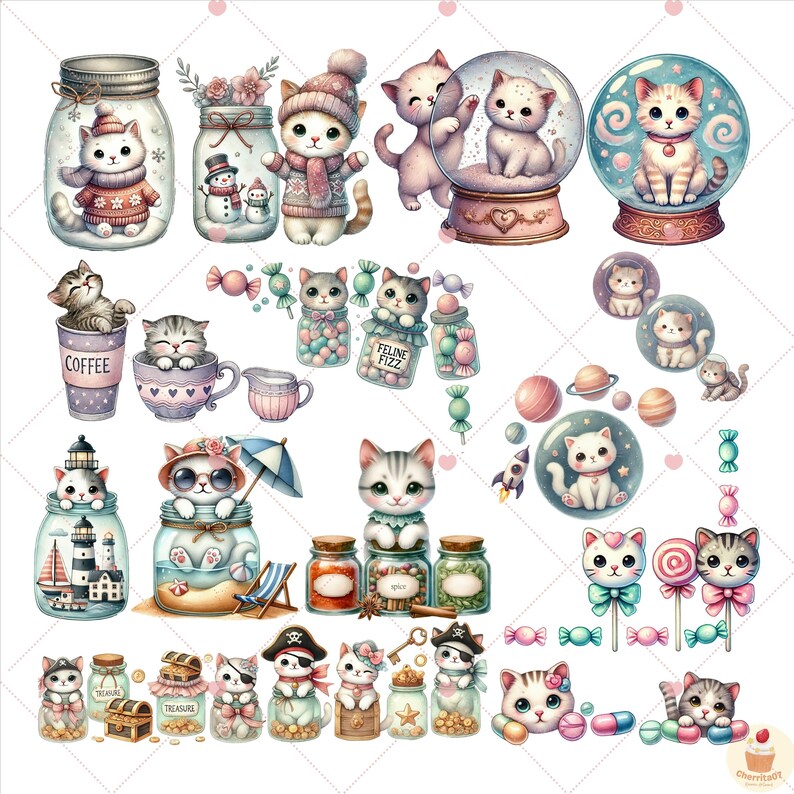 Cats of Bliss Clipart, Cut Cat Png, Baby Animals Clipart, Cute Pet ...