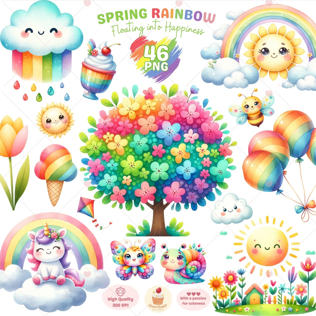 Spring Rainbow Clipart, Nursery Rainbow Png, Spring Time Clipart ...