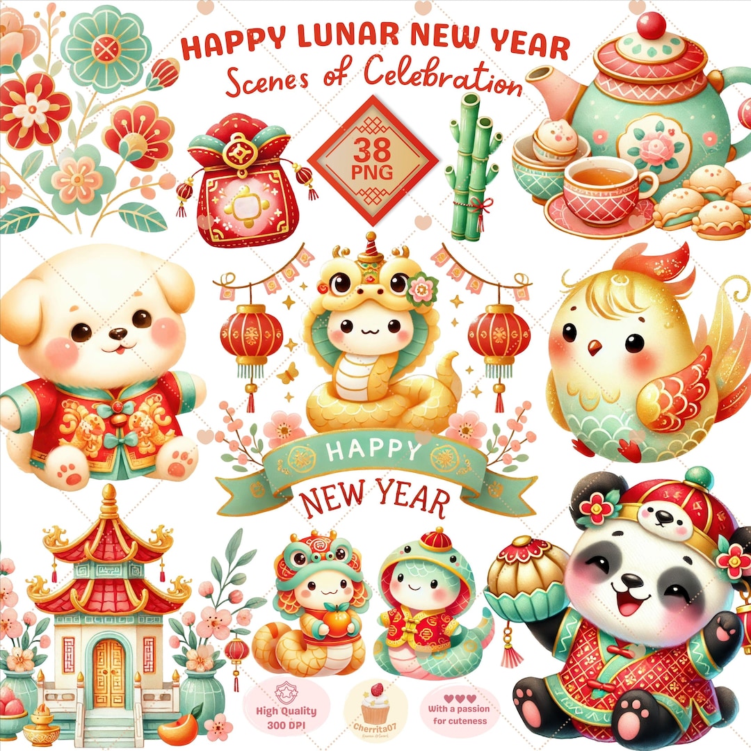 Happy Lunar New Year Clipart, Chinese New Year Clipart, Snake Png, Cute ...