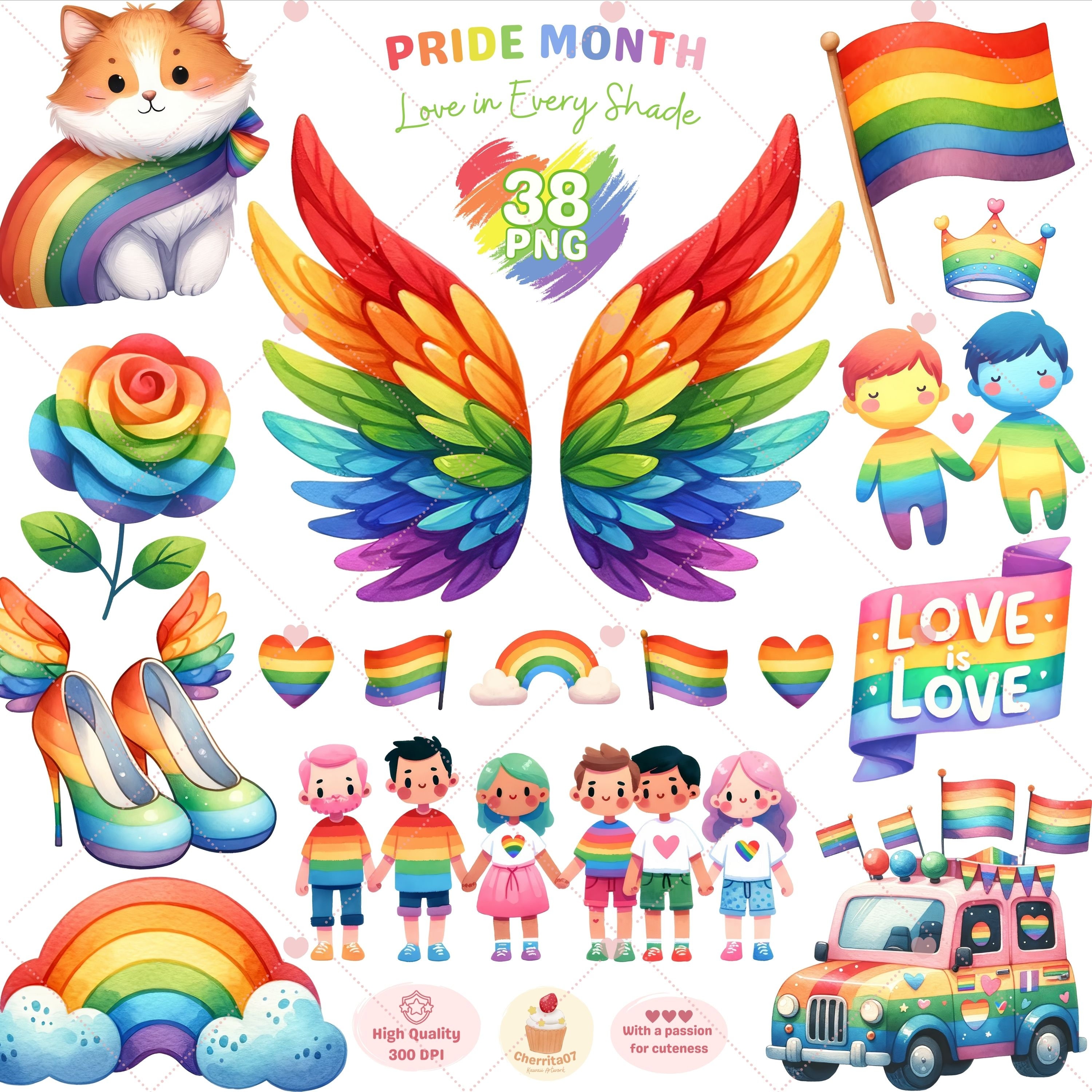 Pride Month Clipart, LGBTQ Clipart, Rainbow Png, Pride Festival, Gay ...