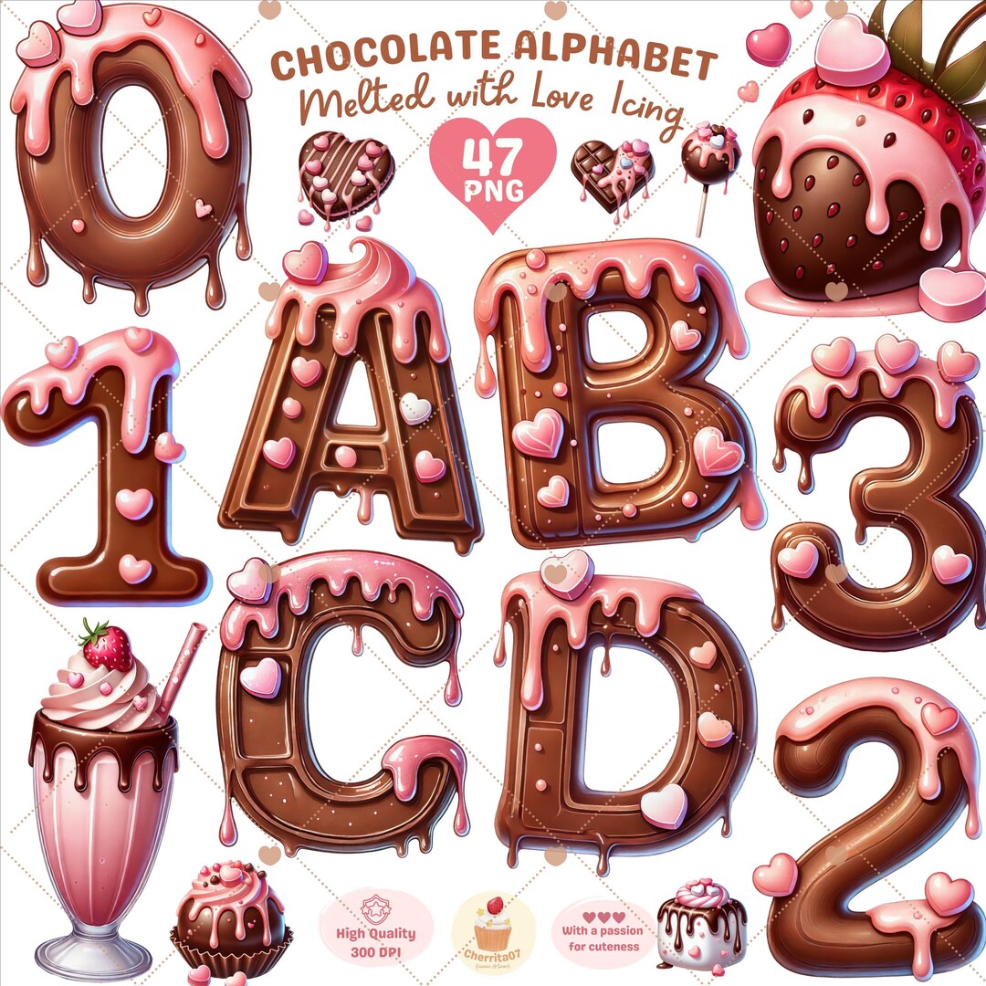 Chocolate Alphabet Clipart, Valentine’s Day Clipart, Cute Letters Png ...