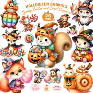 Halloween Animals Clipart, Cute Halloween Png, Woodland Animal Clipart ...