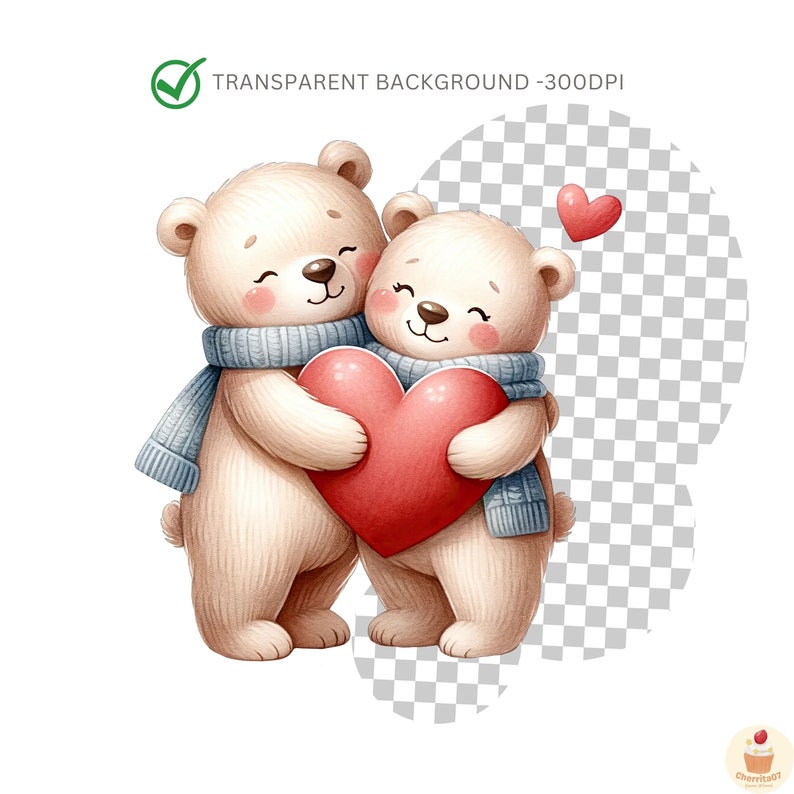 Watercolor Couple Bear Clipart: Valentine's Day PNG (commercial Use) - Etsy