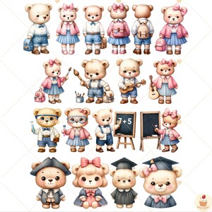 Back to School Clipart, School Bear Png, Baby Bear Png, School Supplies ...