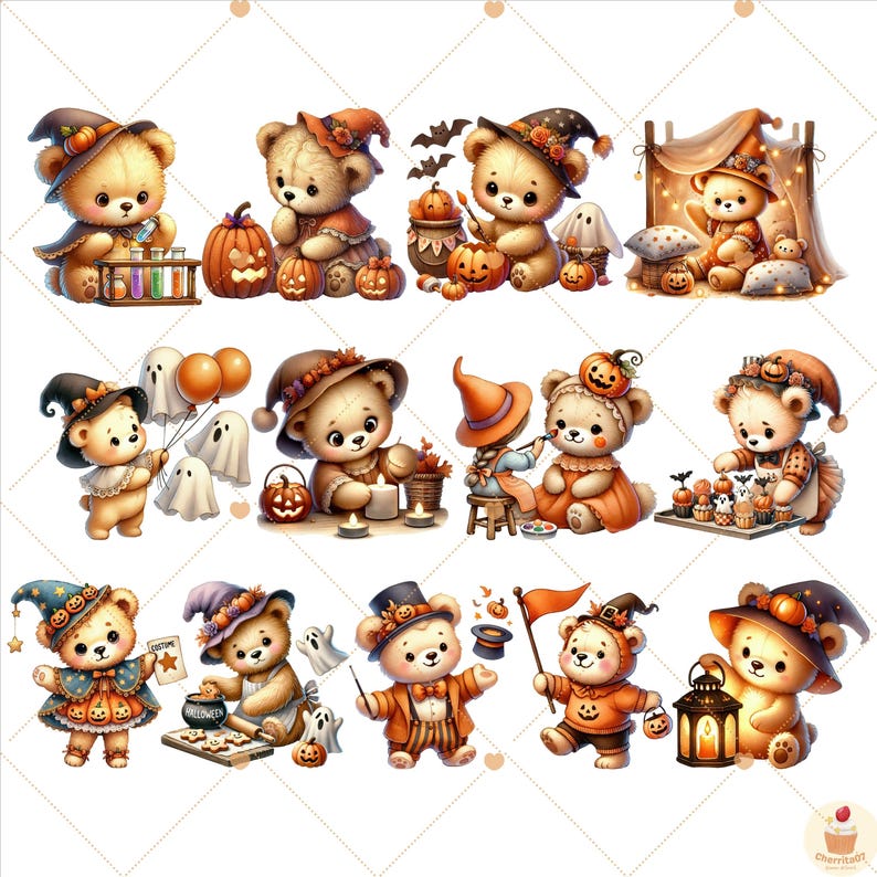 Halloween Baby Bear Clipart: Spooky Teddy Bear PNG (commercial Use) - Etsy
