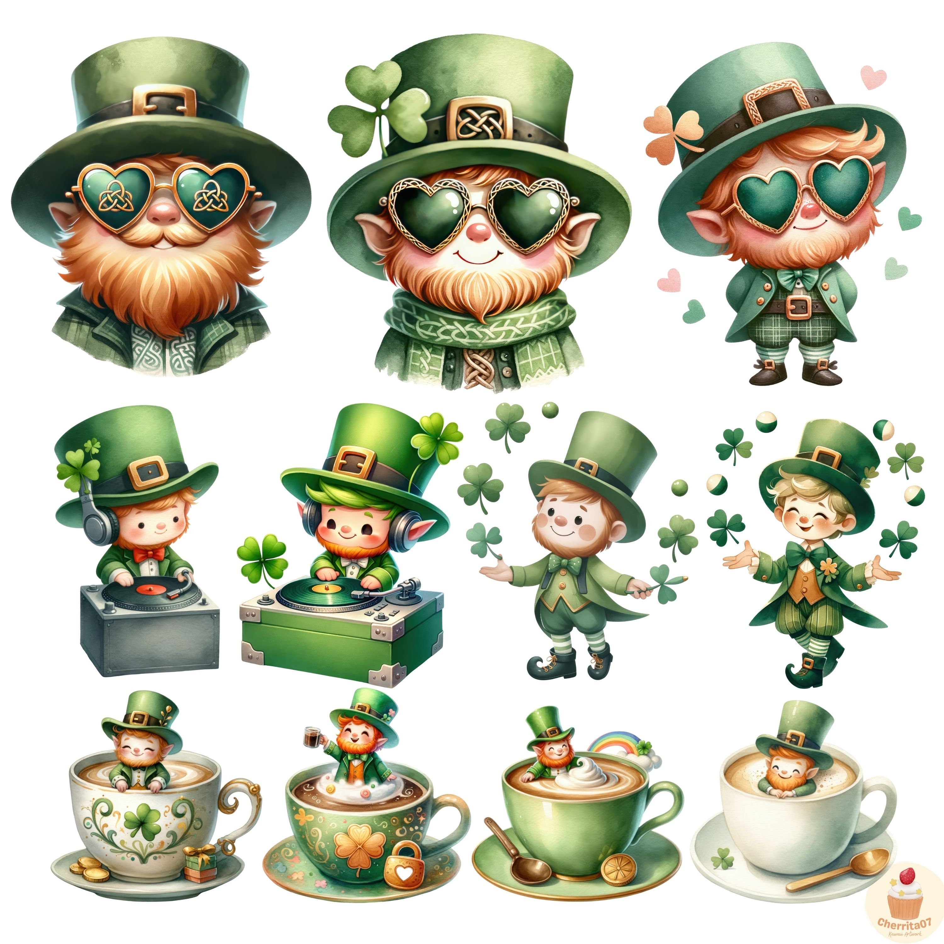 St Patrick's Day Clipart, Lucky Leprechaun Clipart, Irish Green PNG, St ...