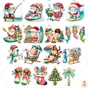 Christmas Seaside Clipart, Christmas in July Png, Summer Holiday ...
