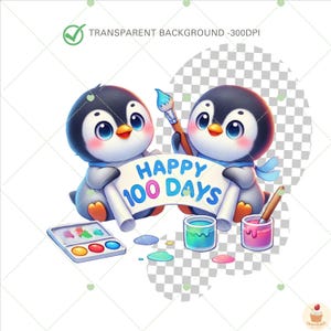 School Animals Clipart, 100 Days of School Png, School Day Clipart ...