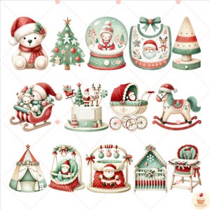 Baby’s 1st Christmas Clipart, Cute Holiday Clipart for Newborn's First ...