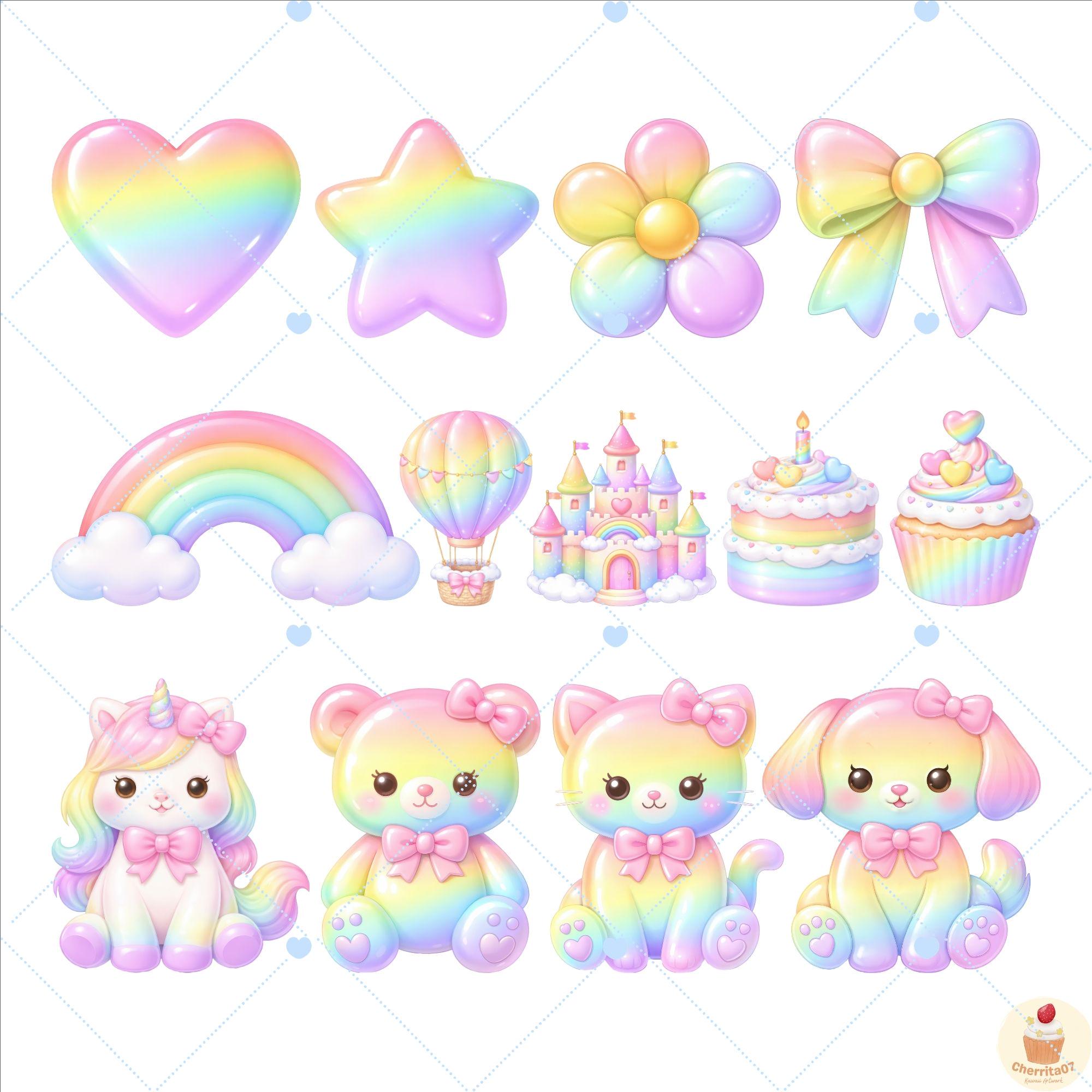 Rainbow Alphabet Clipart, 3D Bubble Letters PNG, Pastel Balloon Numbers ...