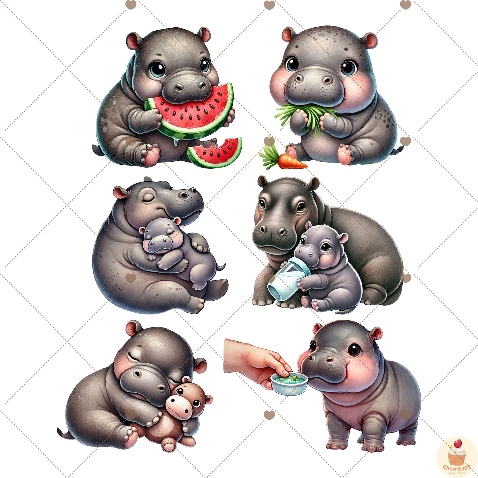 Baby Pygmy Hippo Clipart, Baby Hippo Png, Jungle Animal Art, Cute ...